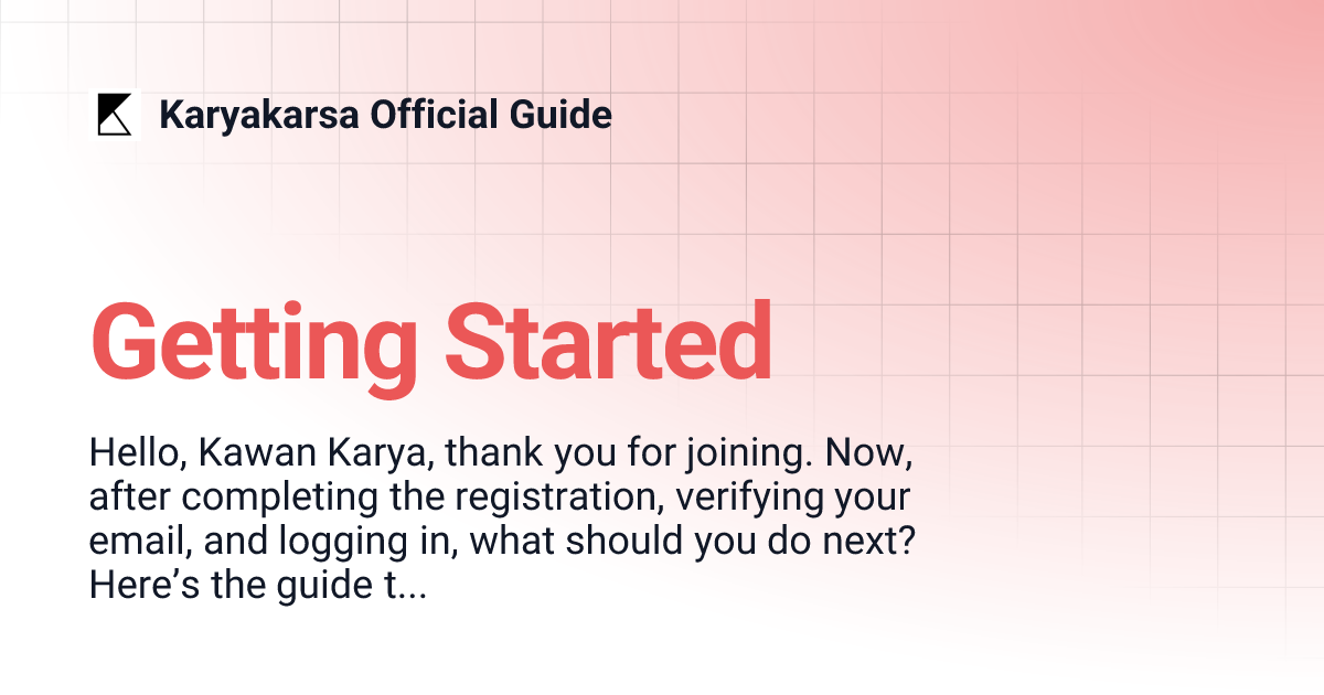 Getting Started | English | Karyakarsa Official Guide